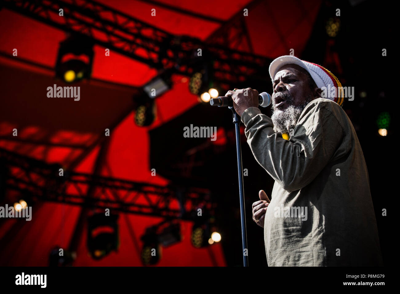 Denmark, Roskilde - July 6, 2018. Jamaican singer and songwriter Pablo ...