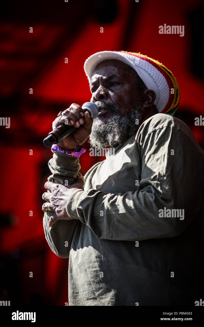 Denmark, Roskilde - July 6, 2018. Jamaican singer and songwriter Pablo ...