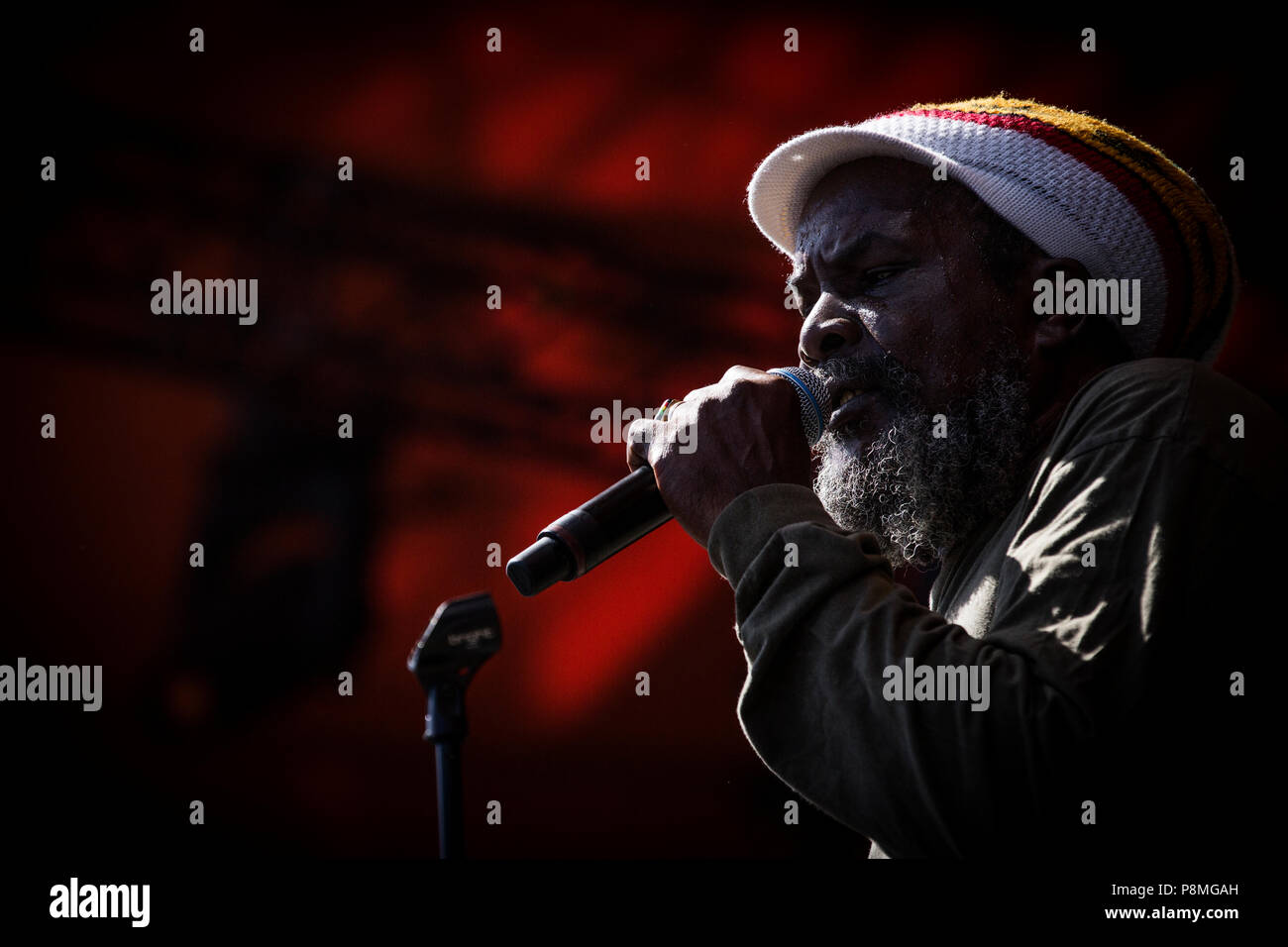 Denmark, Roskilde - July 6, 2018. Jamaican singer and songwriter Pablo ...