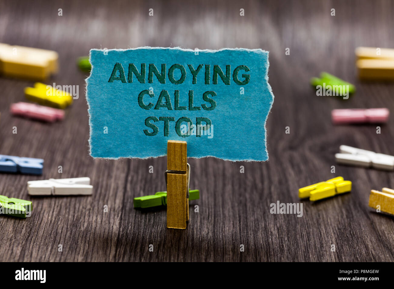 Text sign showing Annoying Calls Stop. Conceptual photo Prevent spam ...