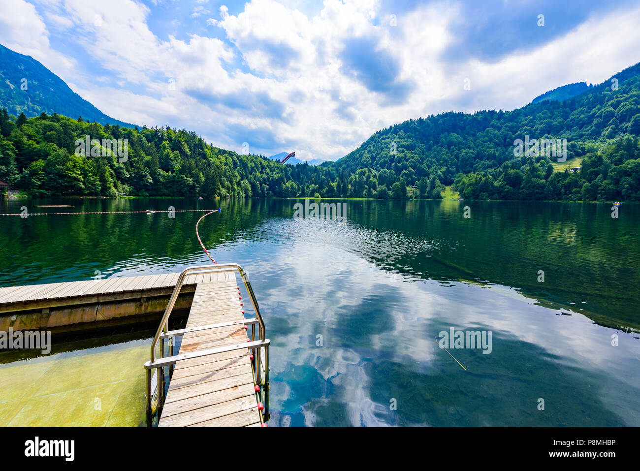 Freibergsee at Oberstdorf, Mountain landscape of Bavaria, Allgaeu and ...