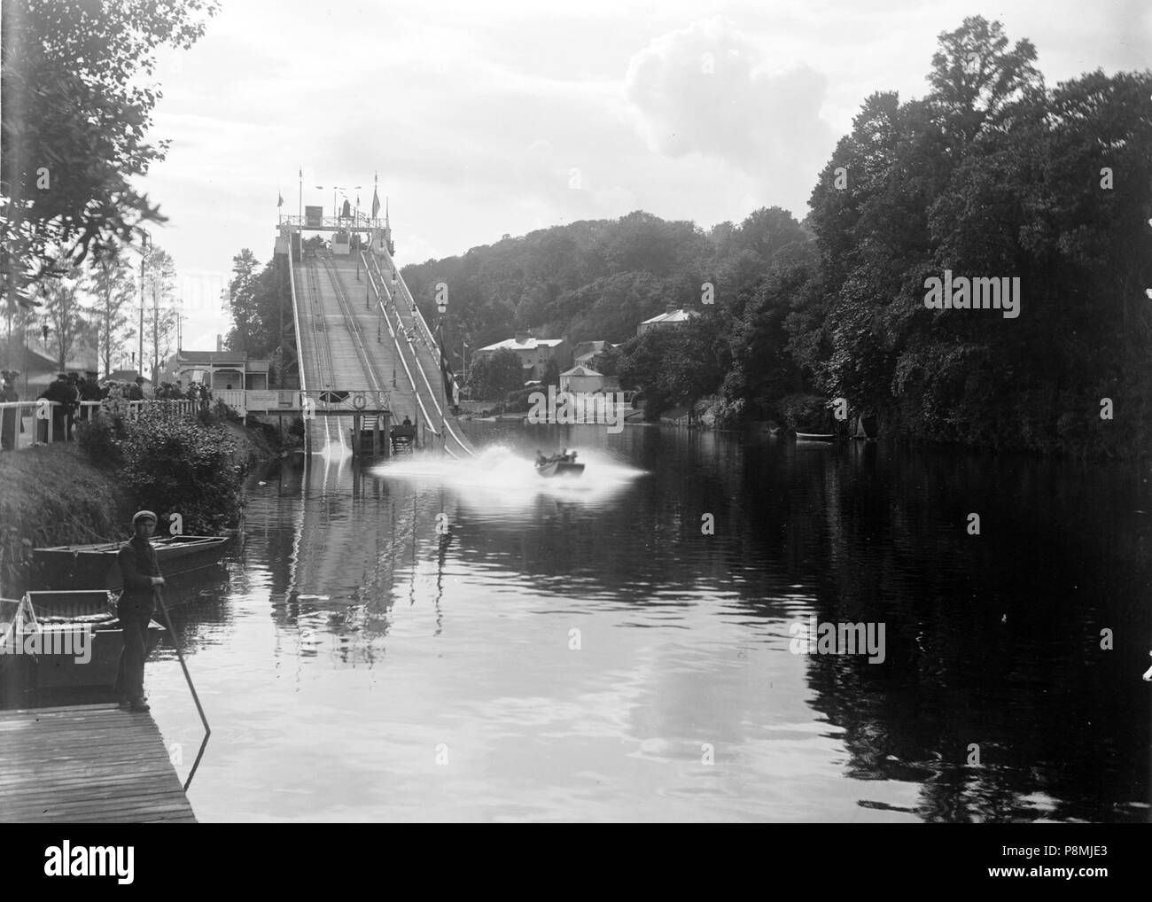 Water chute ride Black and White Stock Photos & Images - Alamy