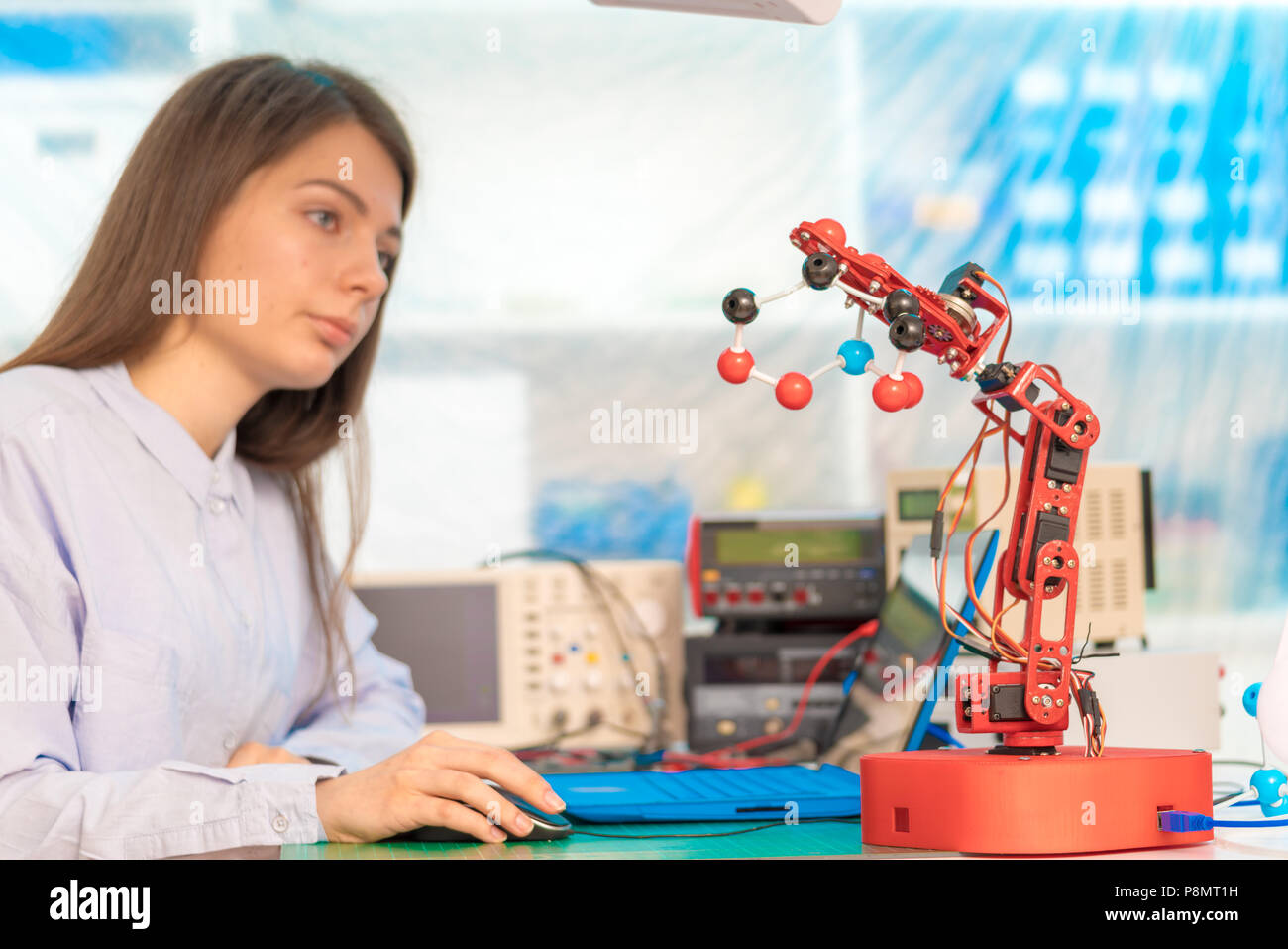 Student girl in robotics class Stock Photo - Alamy