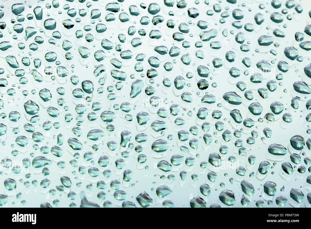 Water raindrops. Natural pure droplets on window glass surface Stock ...