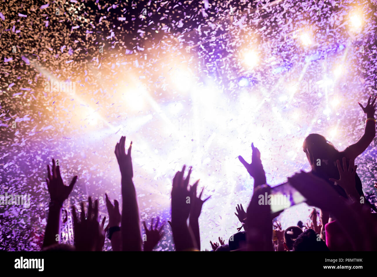 Portrait of happy crowd enjoying at music festival Stock Photo - Alamy