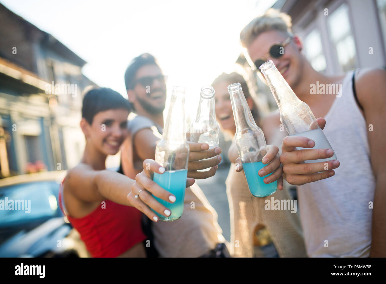 Group of young friends having fun together Stock Photo - Alamy