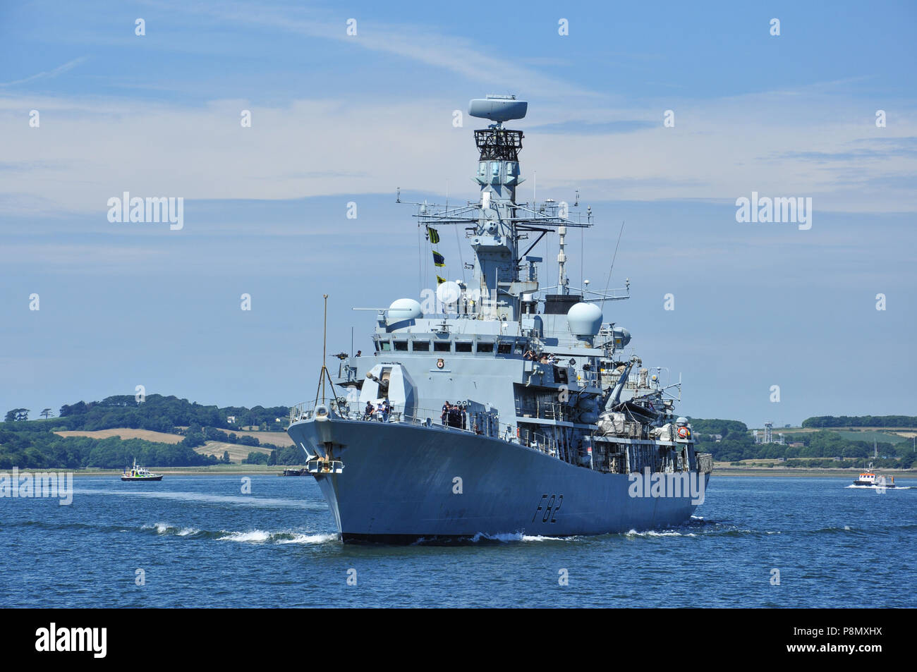 HMS Somerset (Type 23 frigate) leaving Devonport Docks, Plymouth, Devon ...