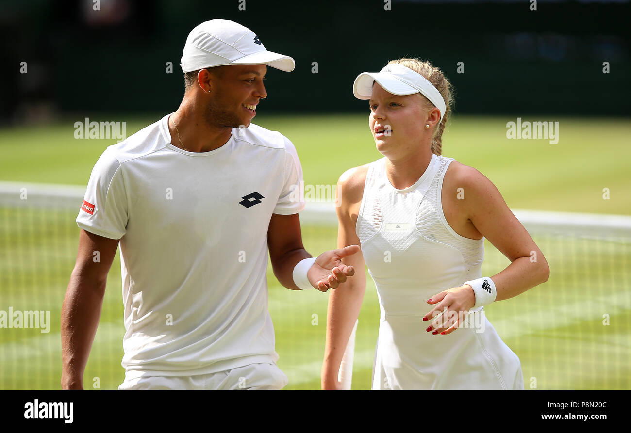 Jay Clarke and Harriet Dart during the doubles on day ten of the ...
