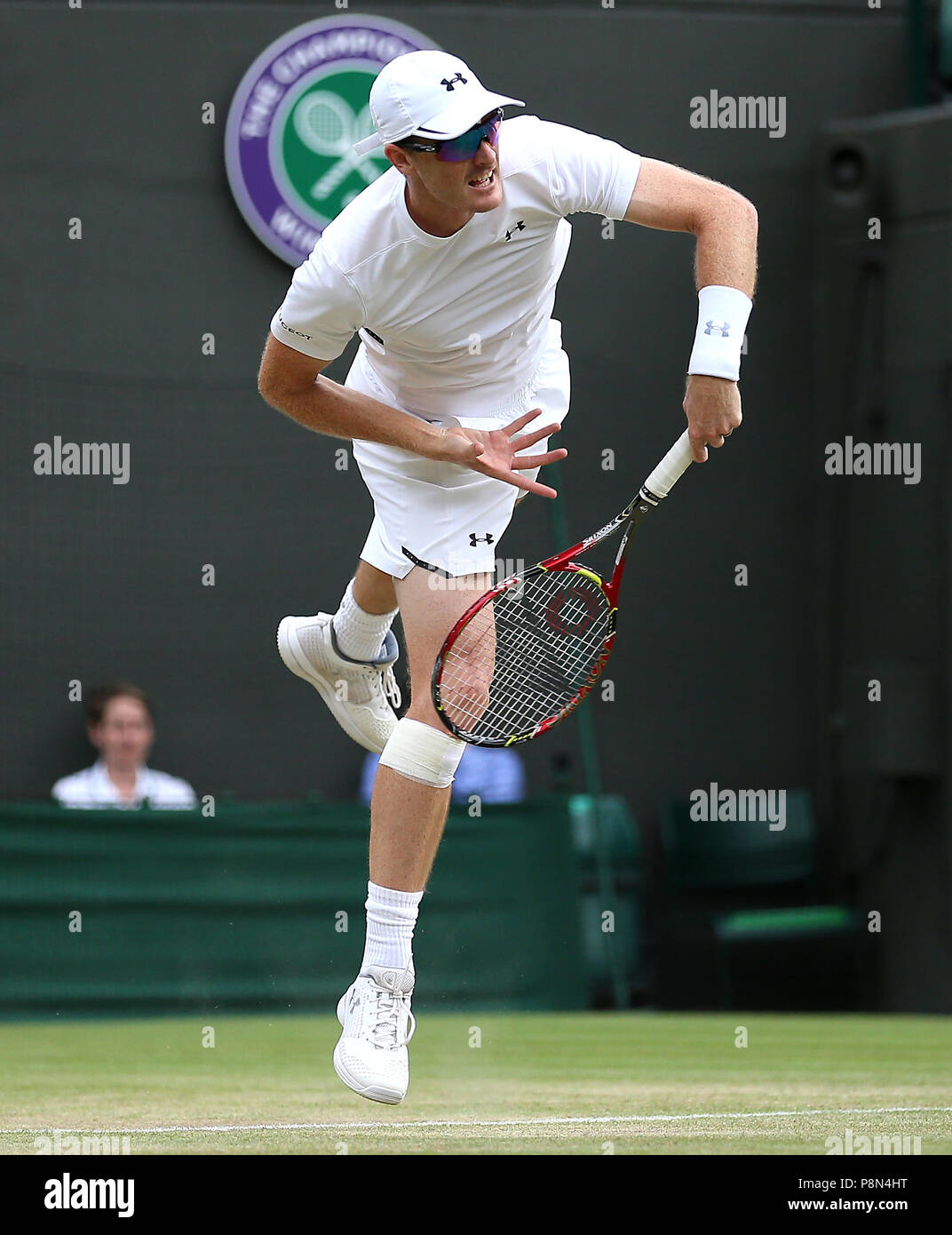 Jamie Murray during the doubles on day ten of the Wimbledon ...