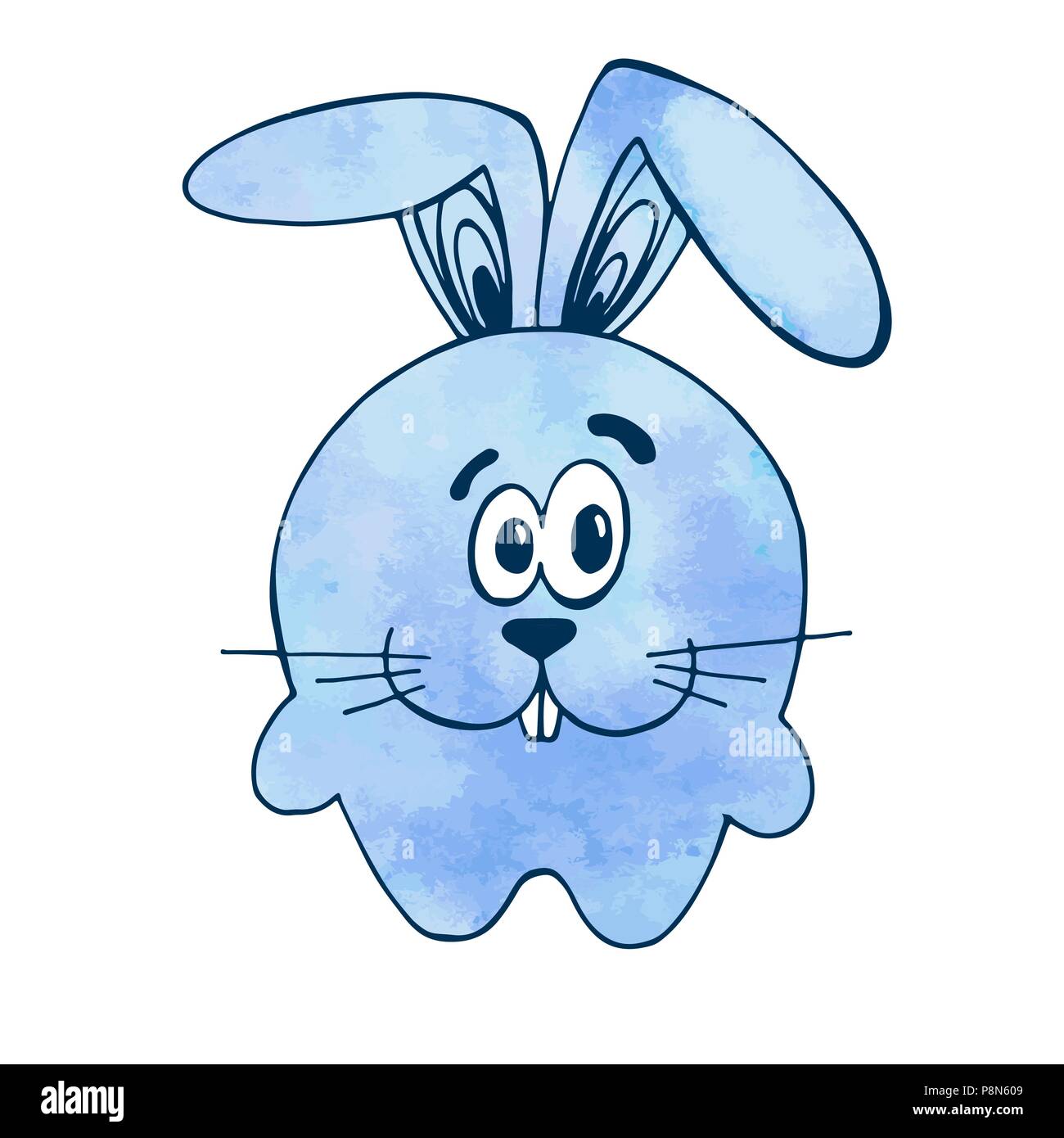 Cute cartoon rabbit isolated on white background. Vector illustration ...