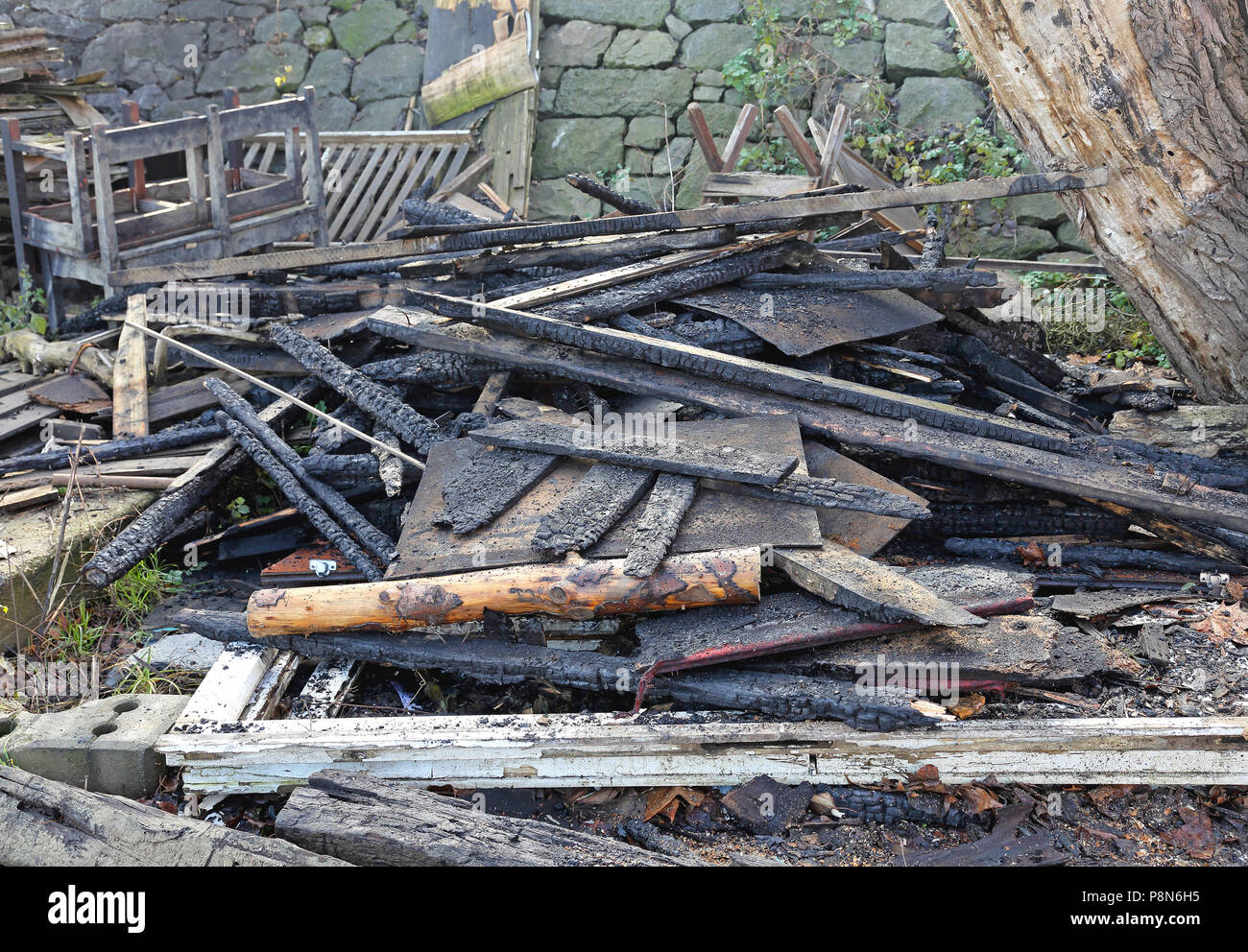 Burned Cabin House After Fire Damage Stock Photo - Alamy