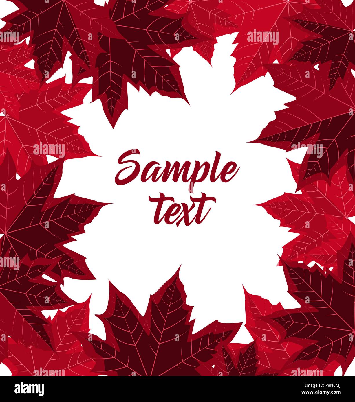 Vector illustration of maple leaves. Frame with red leaf on white background Stock Vector Image ...