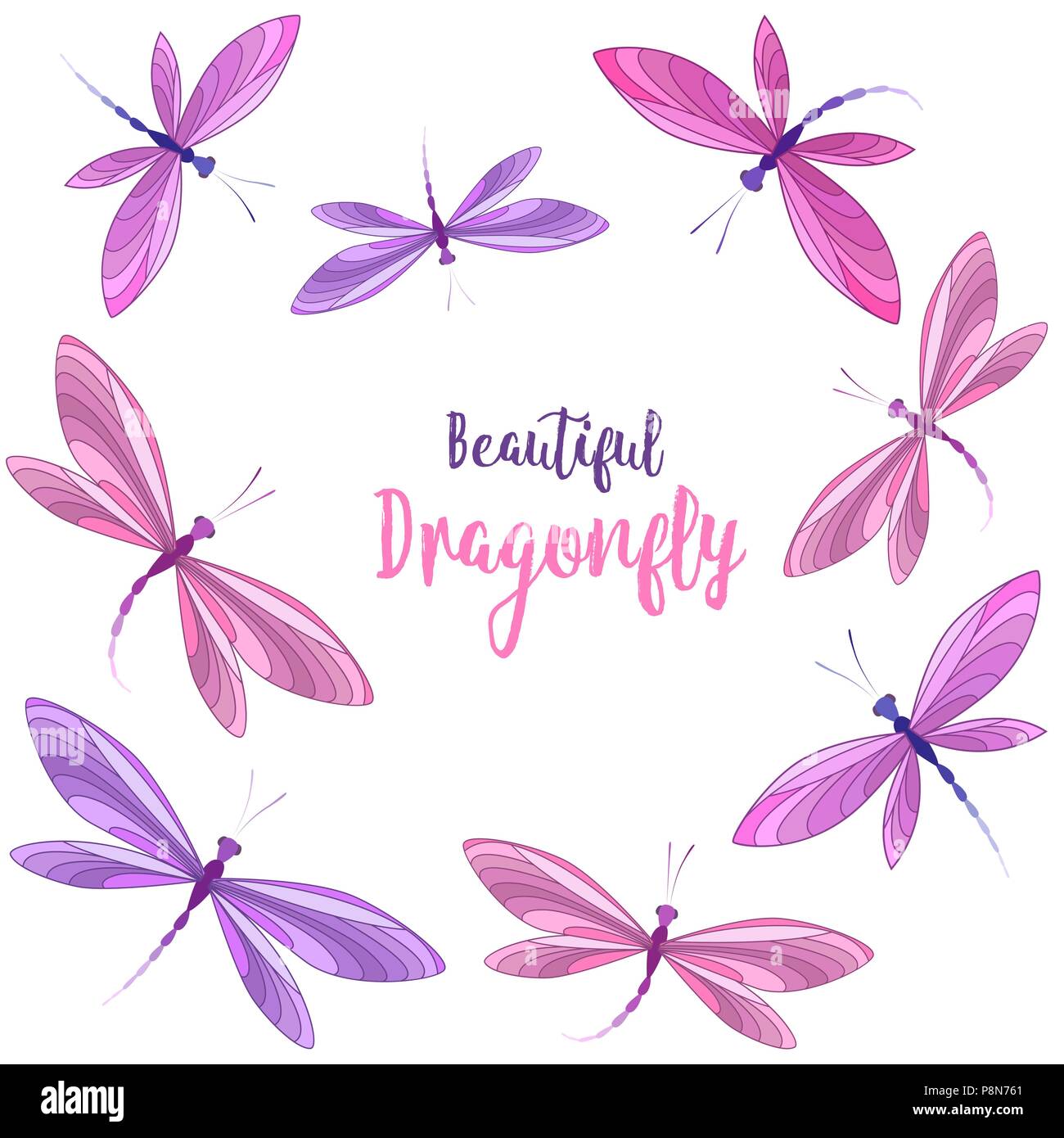 Vector llustrace dragonfly on a white background. Brightly colored ...