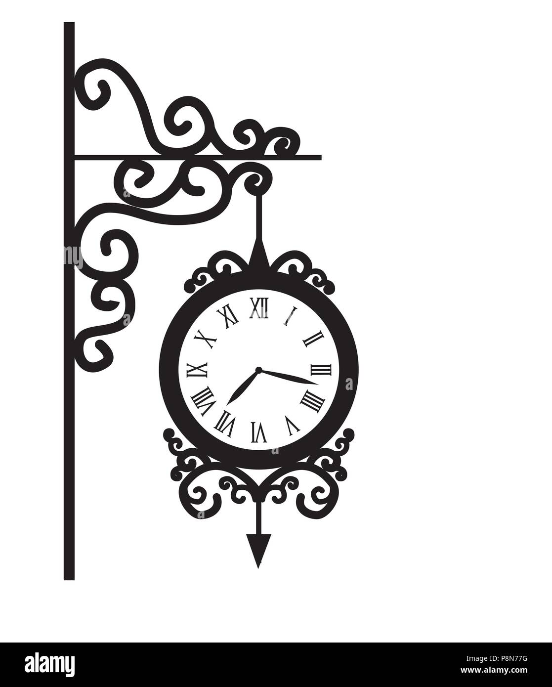 Vector illustration of street clock. Decoration clock with space for ...
