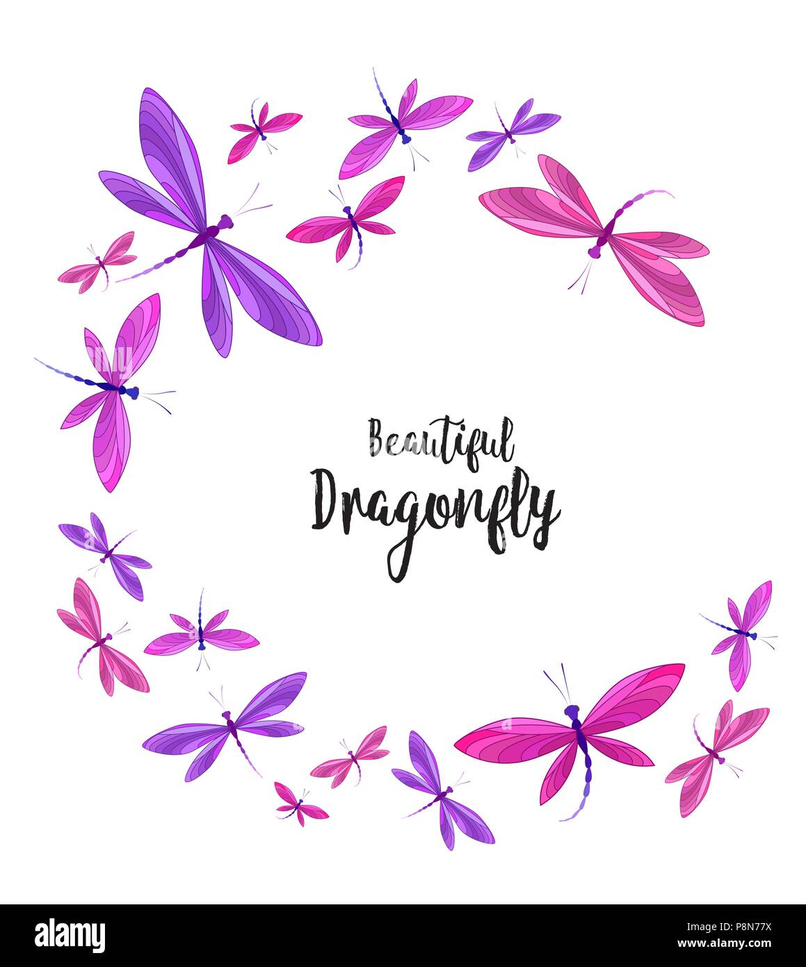 Vector illustration of dragonfly on a white background. Brightly ...