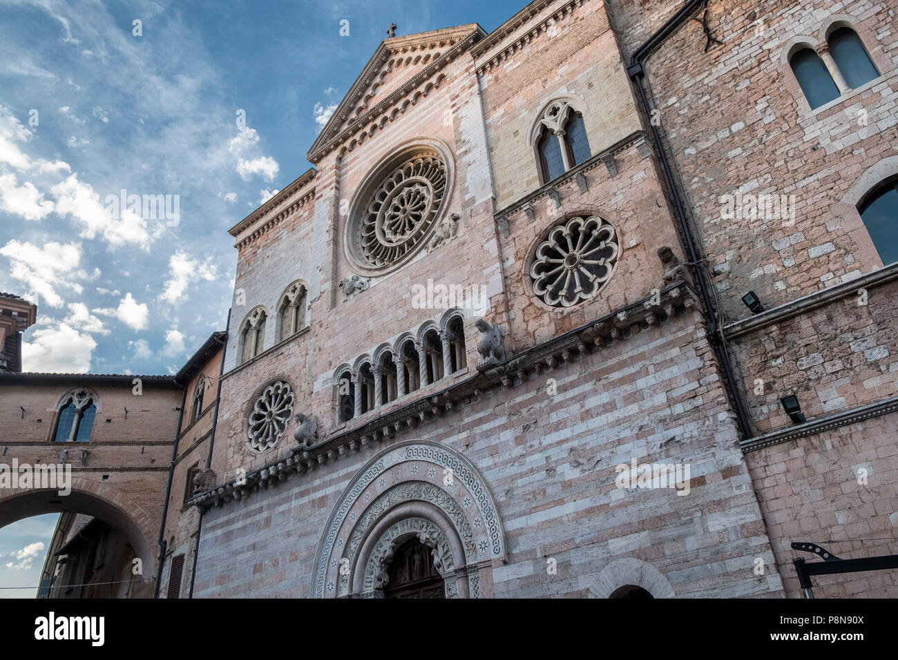 Historic buildings of Foligno, Perugia, Umbria, Italy. Facade of the ...
