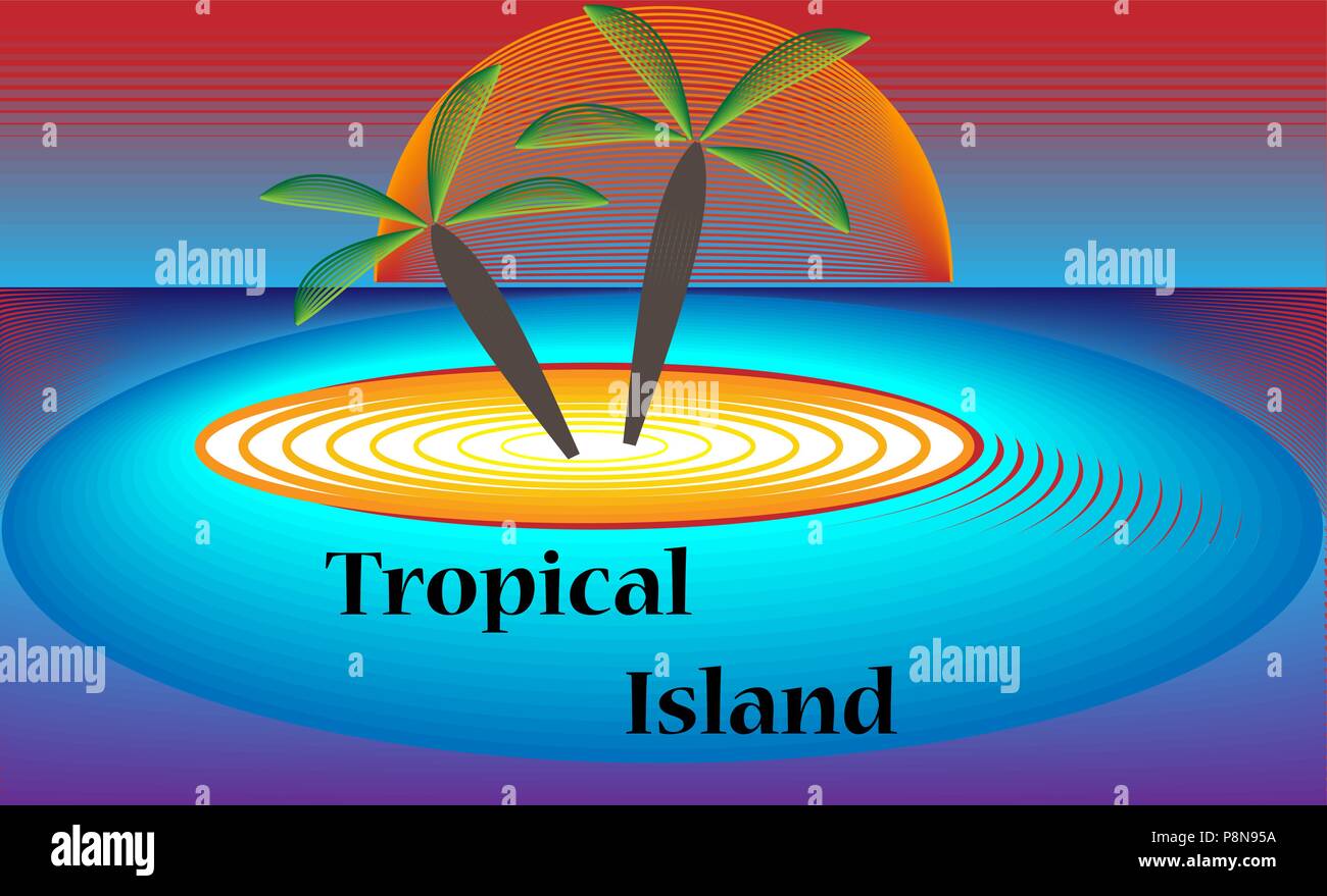 Abstract tropical island is depicted by lines Stock Vector Image & Art ...