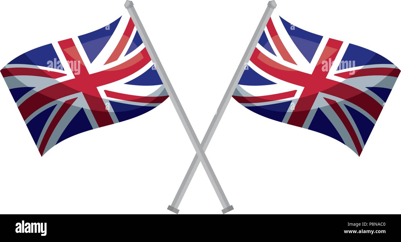 crossed united kingdom flags in poles vector illustration Stock Vector ...