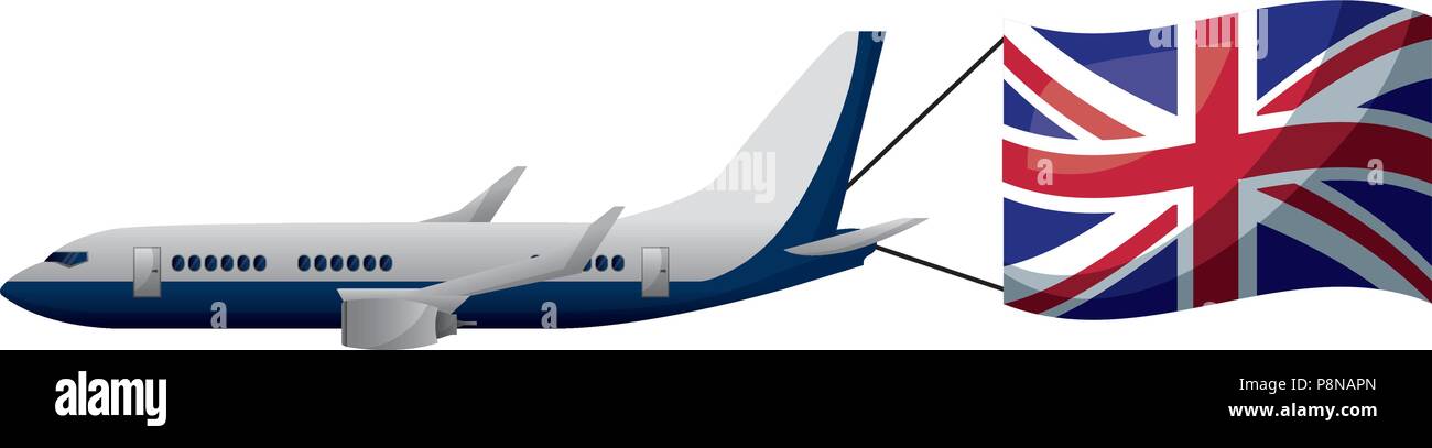 airplane flying with england flag vector illustration Stock Vector ...