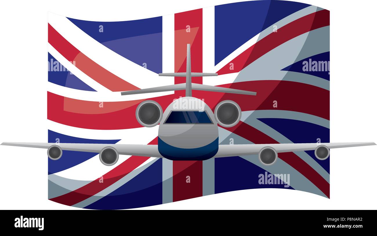 airplane with england flag front view vector illustration Stock Vector ...