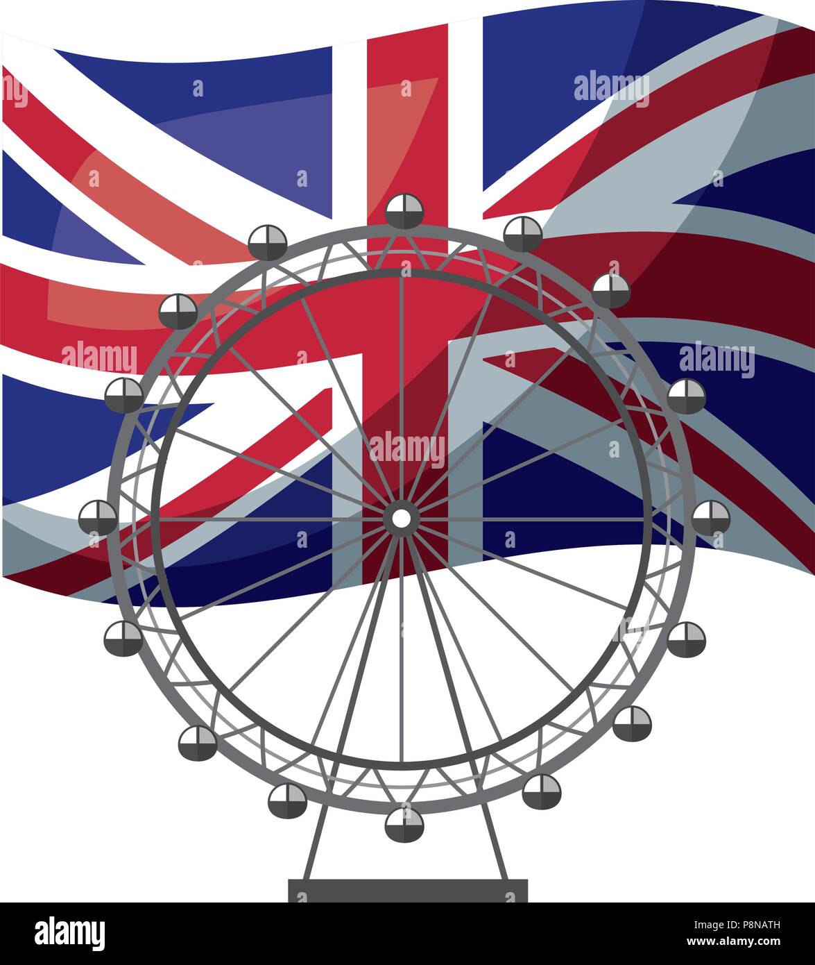 united kigndom flag and london eye vector illustration Stock Vector ...