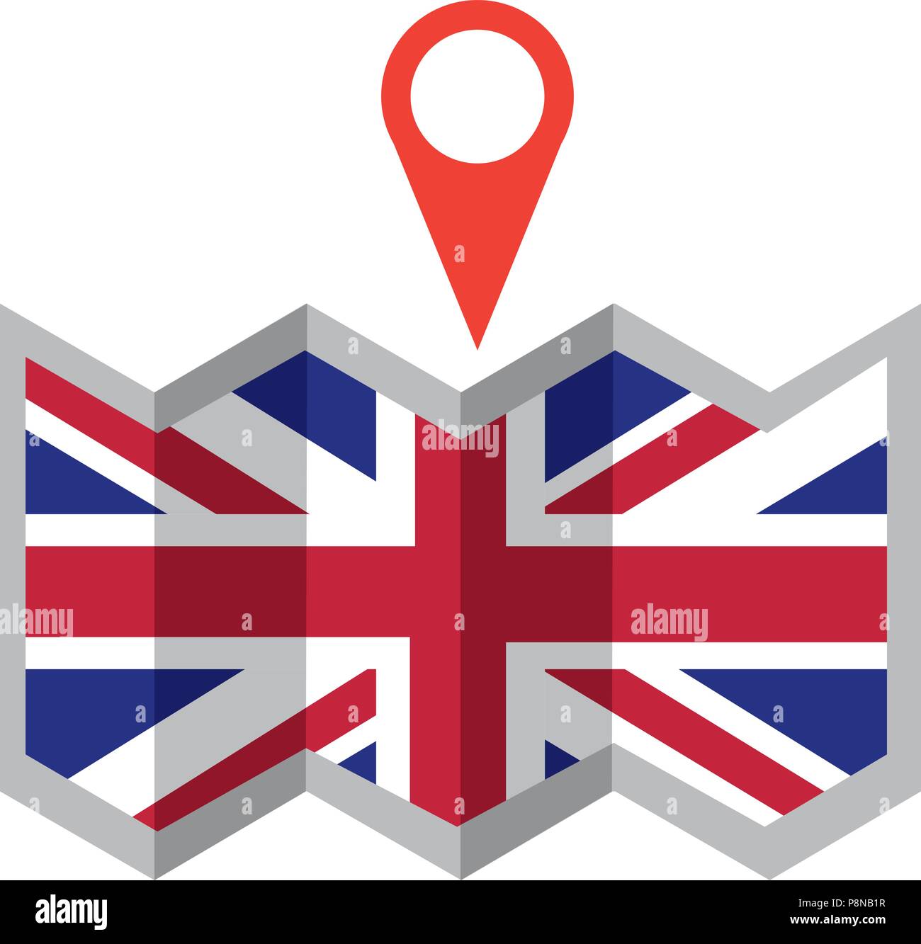 british flag in map location pin vector illustration Stock Vector Image ...