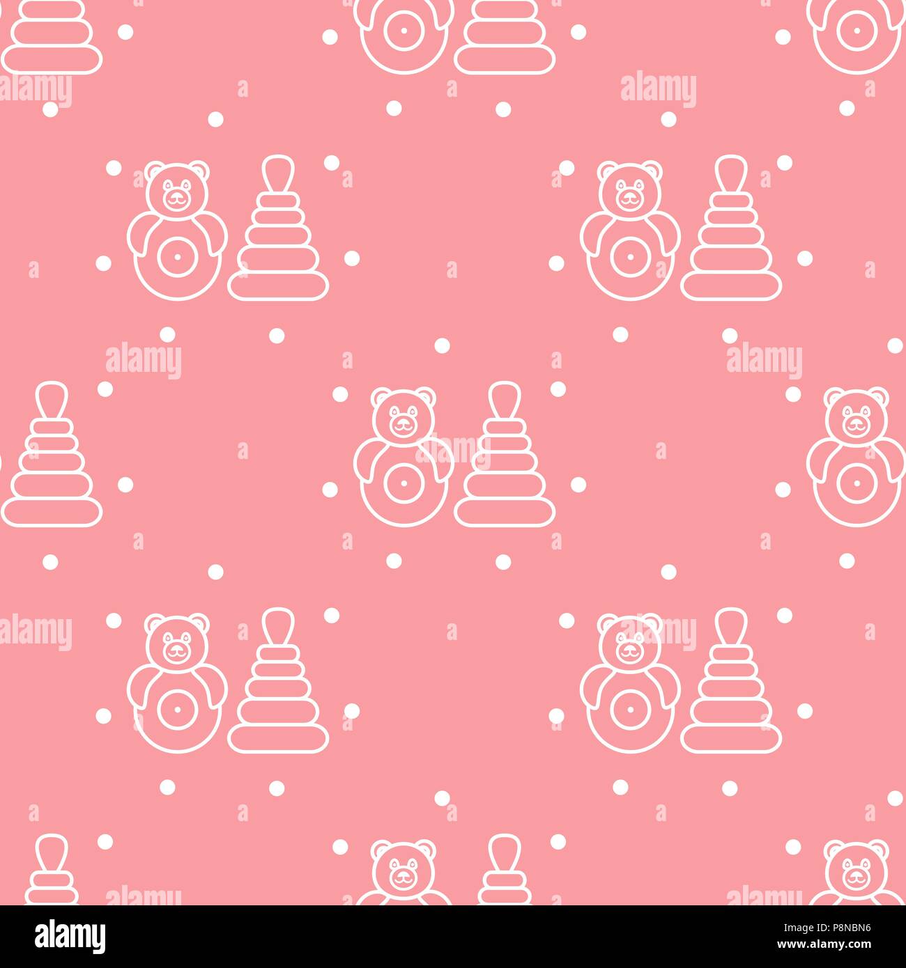 Seamless pattern with children's toys. Roly-poly, pyramid Stock Vector ...