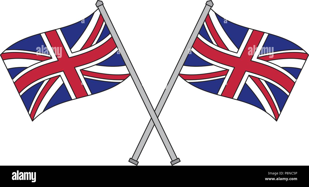 crossed united kingdom flags in poles vector illustration Stock Vector ...