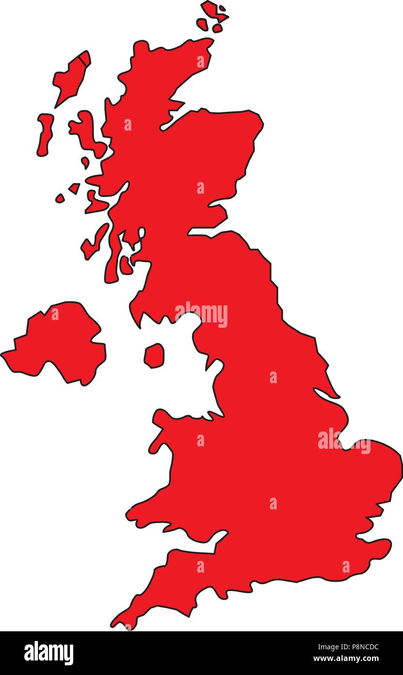 red united kingdom map geography location vector illustration Stock ...