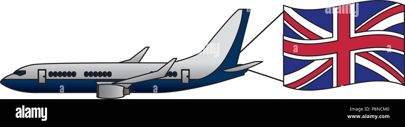 airplane flying with england flag vector illustration Stock Vector ...