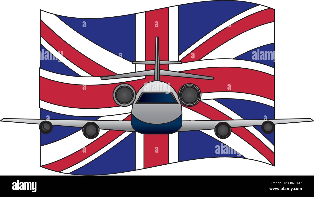 airplane with england flag front view vector illustration Stock Vector ...
