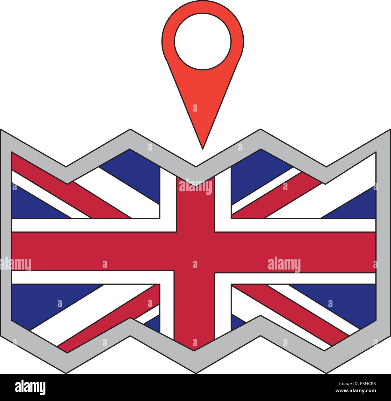 british flag in map location pin vector illustration Stock Vector Image ...