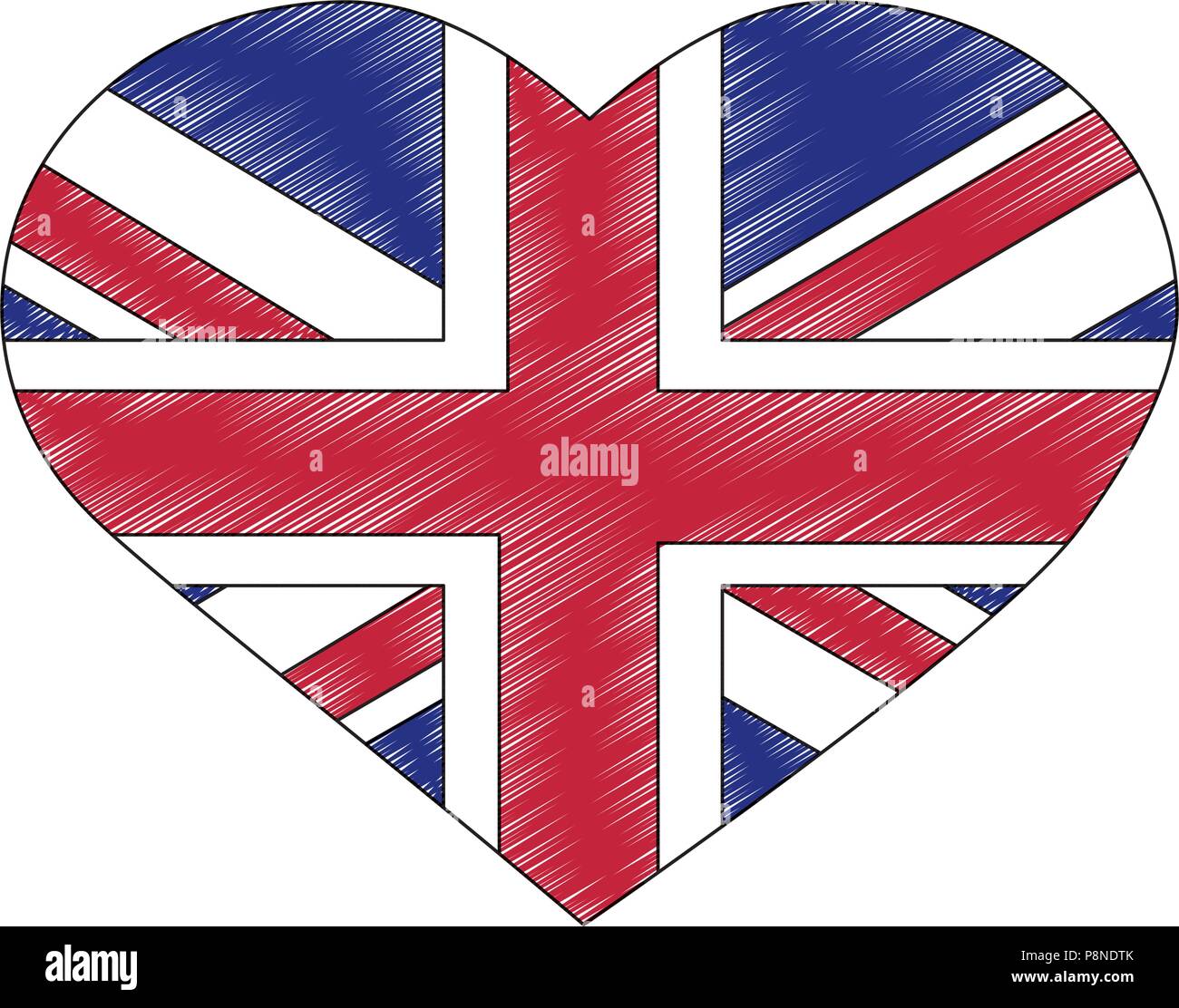 flag of great britain in heart shape icon vector illustration design ...