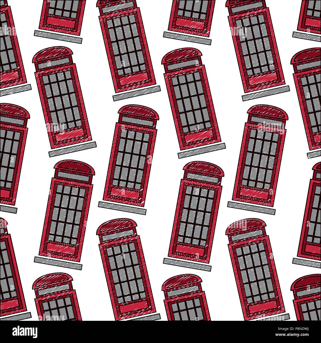classic british telephone booth pattern vector illustration design ...