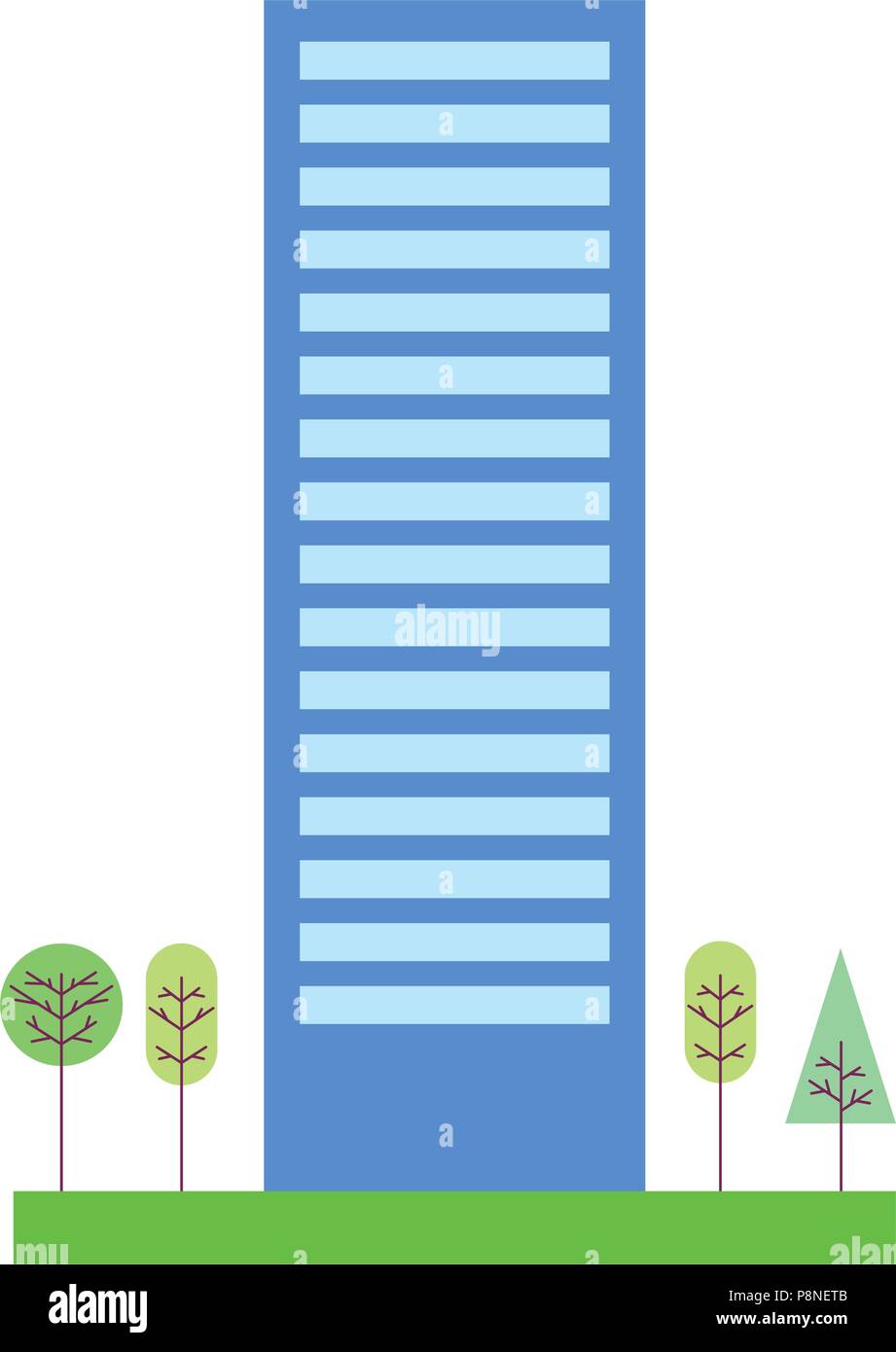 building structure with trees plants isolated icon vector illustration ...