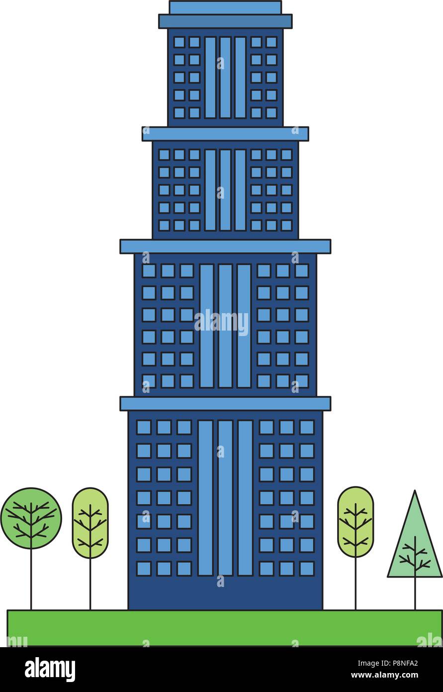 building structure with trees plants isolated icon vector illustration ...