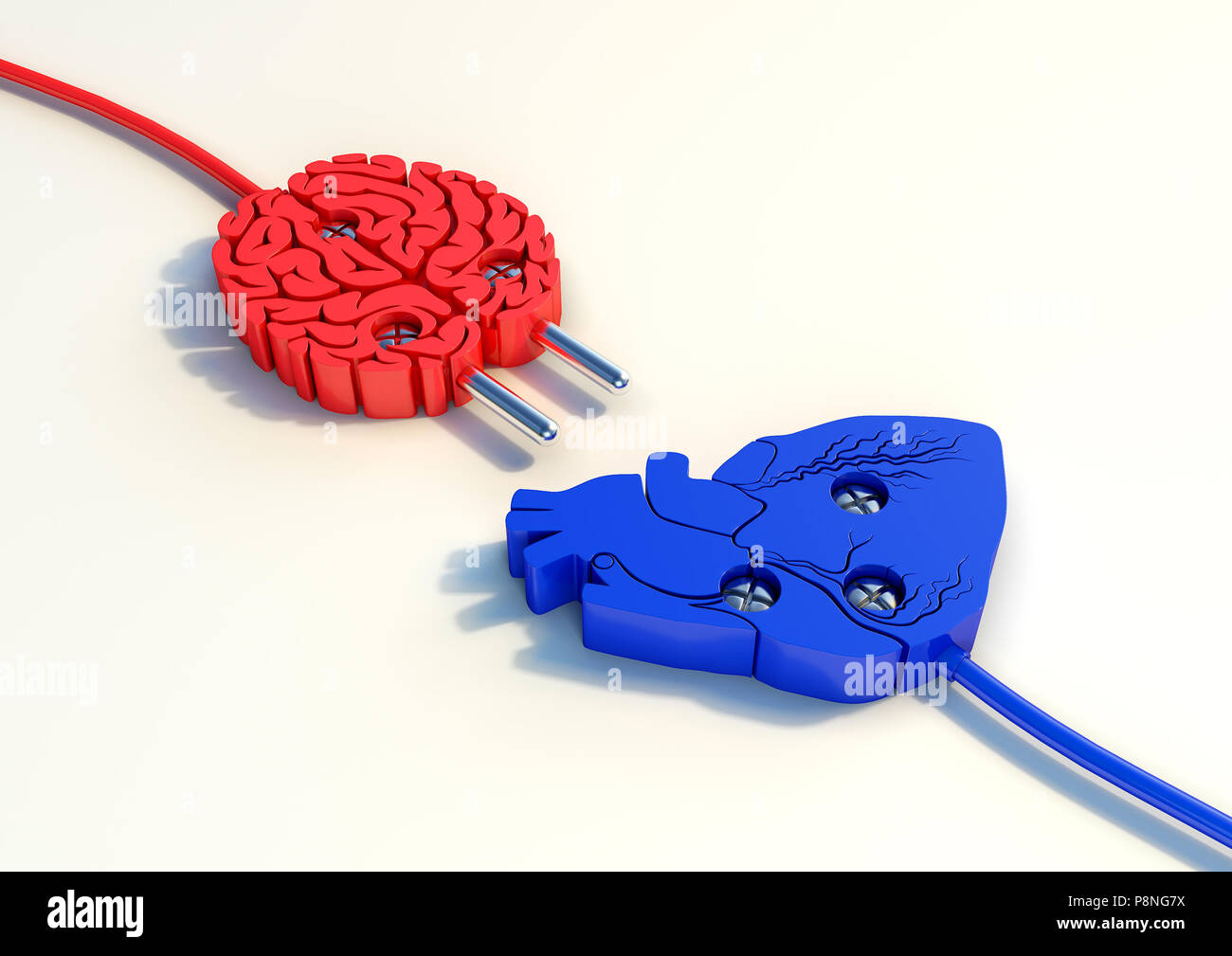 A 3d illustration of a plug with brain and heart format Stock Photo - Alamy
