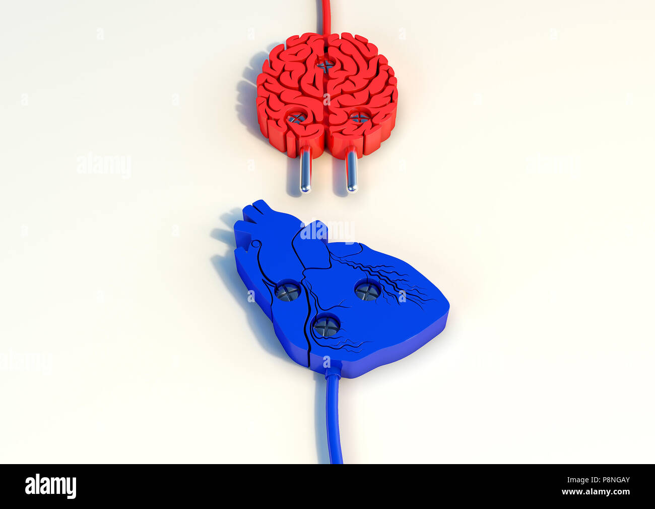 A 3d illustration of a plug with brain and heart format Stock Photo - Alamy