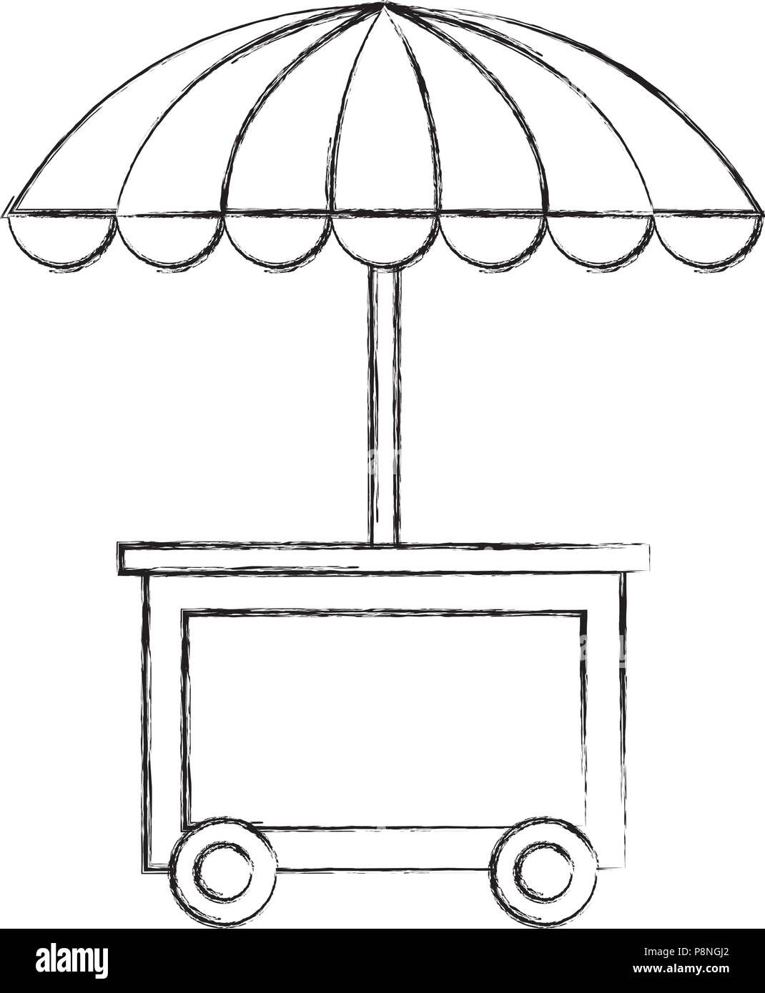 booth ice cream with umbrella vector illustration sketch Stock Vector ...