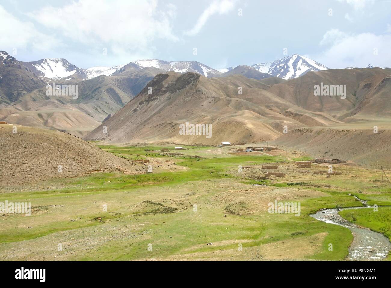 The route of beautiful scenic from Bishkek to Naryn city of Kyrgyzstan ...