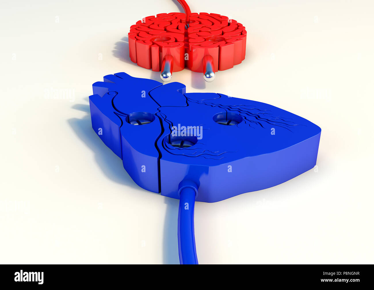 A 3d illustration of a plug with brain and heart format Stock Photo - Alamy