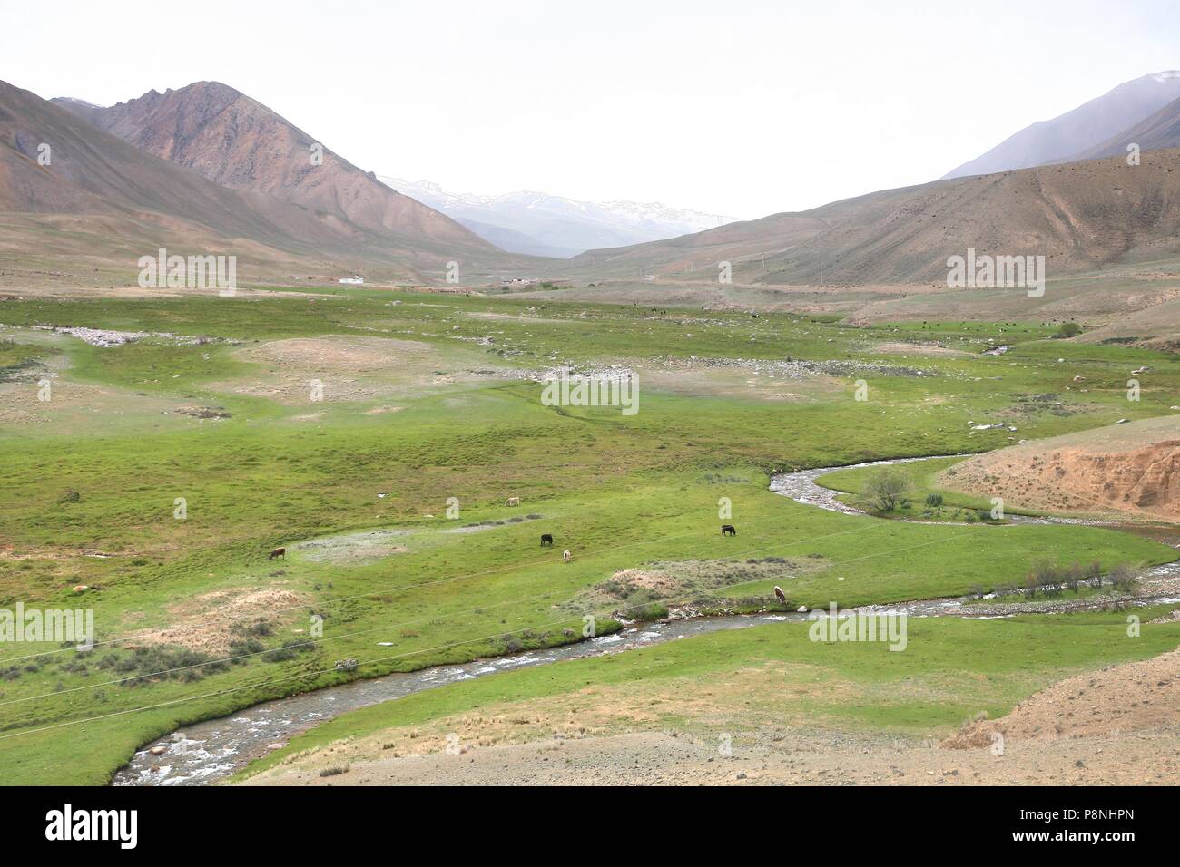 The route of beautiful scenic from Bishkek to Naryn city of Kyrgyzstan ...