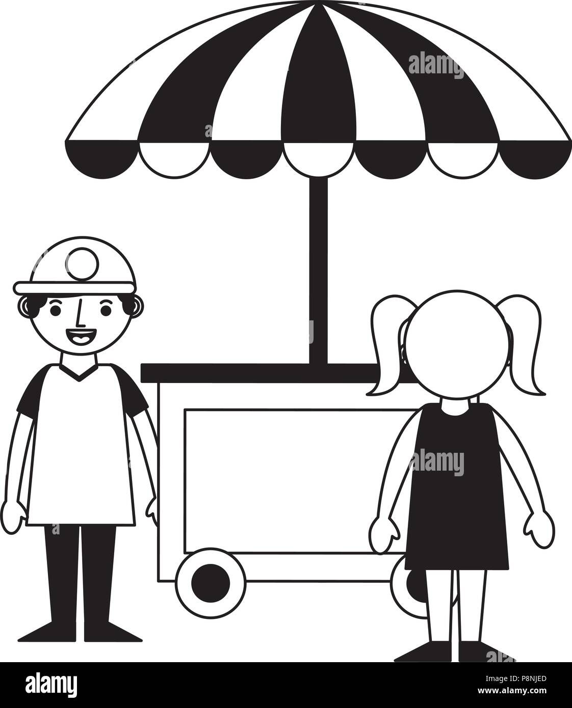 shop fast food cart with little kids icon vector illustration design ...