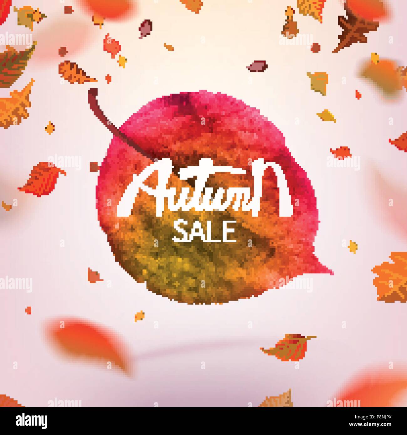 Stock vector illustration sale Autumn falling leaves. Autumnal foliage ...