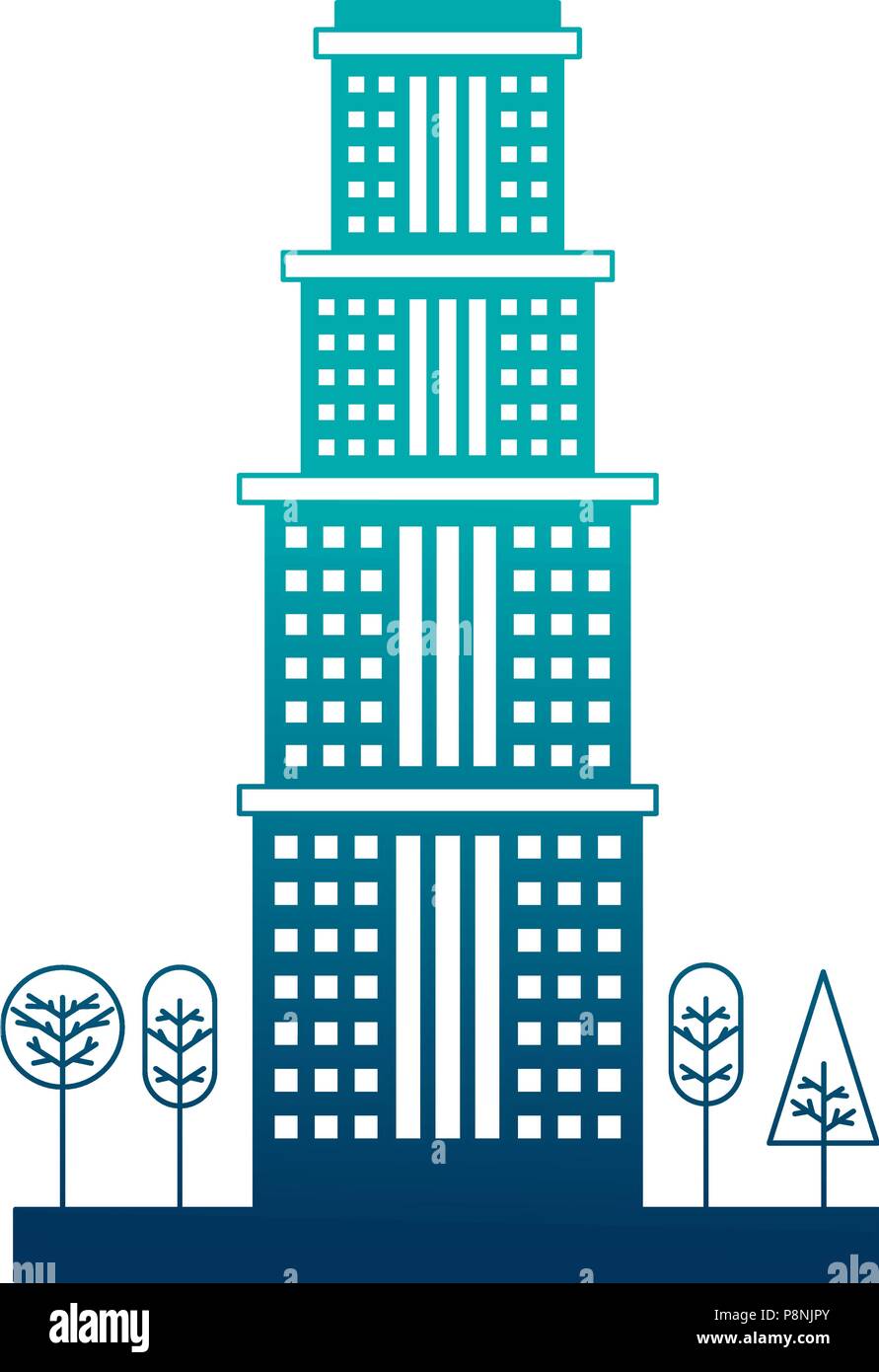 building structure with trees plants isolated icon vector illustration ...