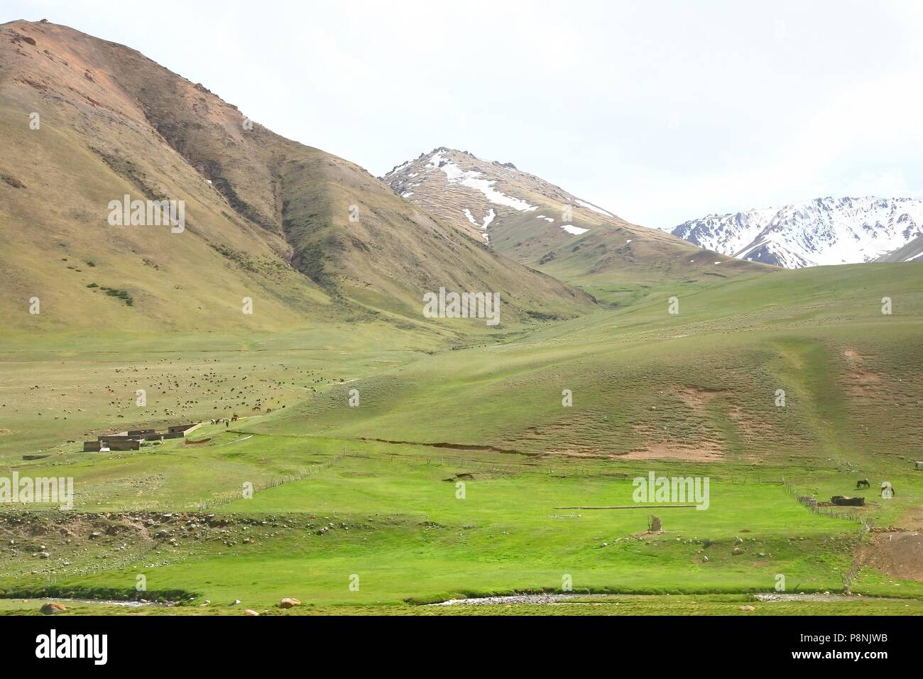 The route of beautiful scenic from Bishkek to Naryn city of Kyrgyzstan ...