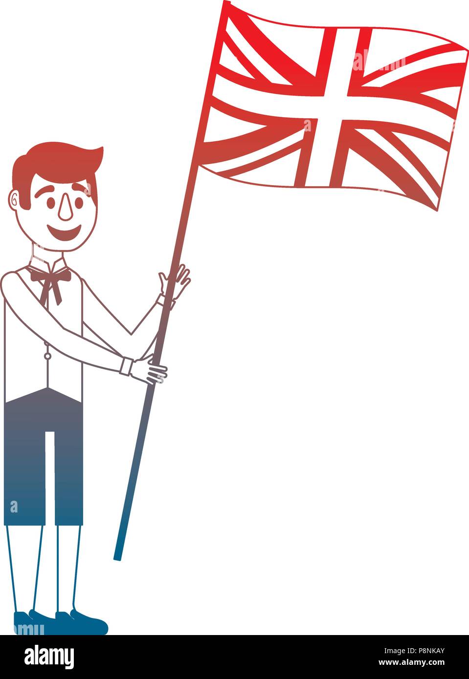 man cartoon in clothes traditional and flag england vector illustration ...