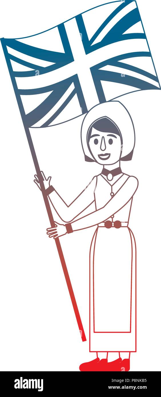 woman cartoon in clothes traditional england flag vector illustration ...