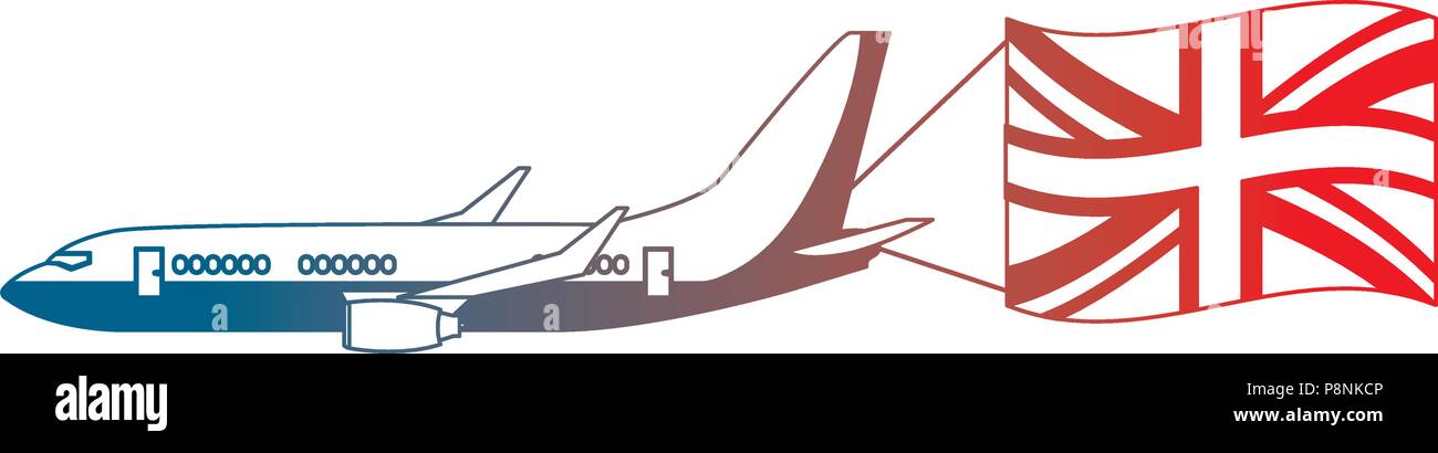 airplane flying with england flag vector illustration gradient design ...