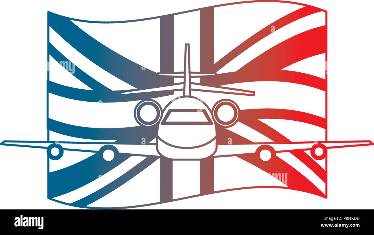 airplane with england flag front view vector illustration gradient ...